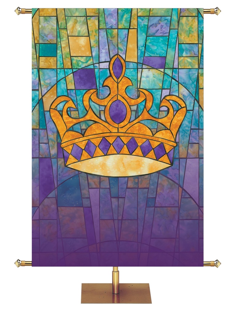 Custom Banner Stained Glass Symbols of Faith Crown