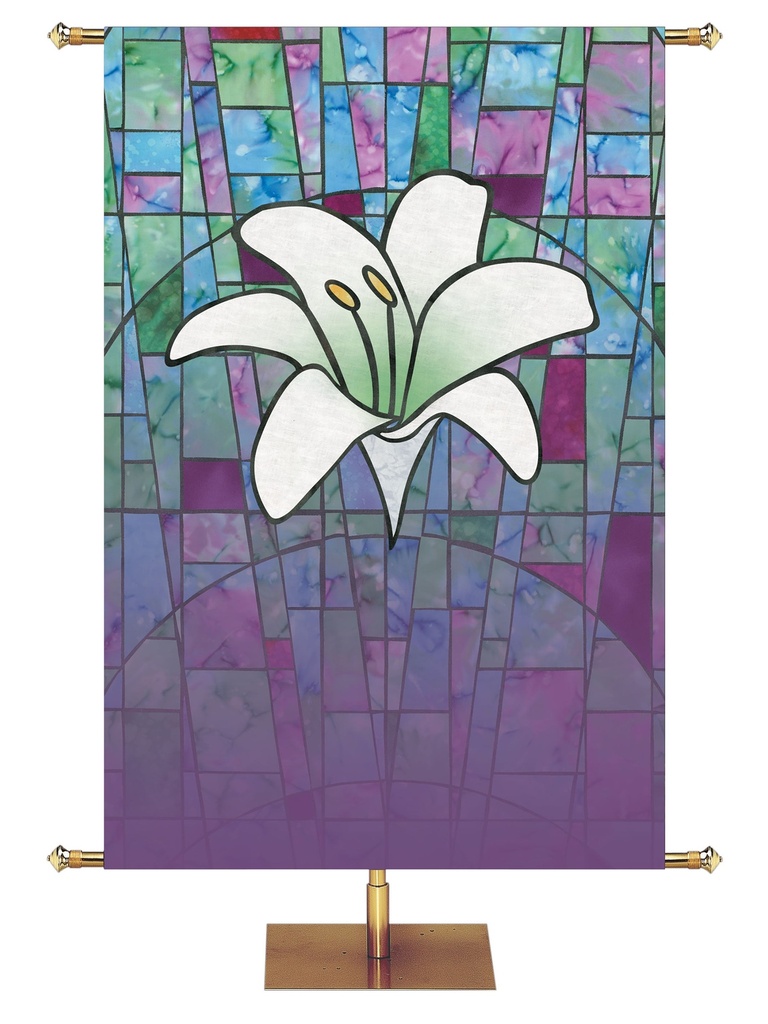 Custom Banner Stained Glass Symbols of Faith Lily