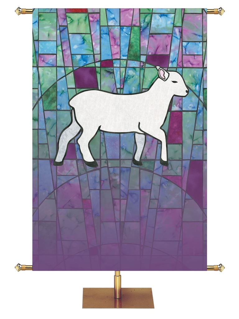 Custom Banner Stained Glass Symbols of Faith Lamb