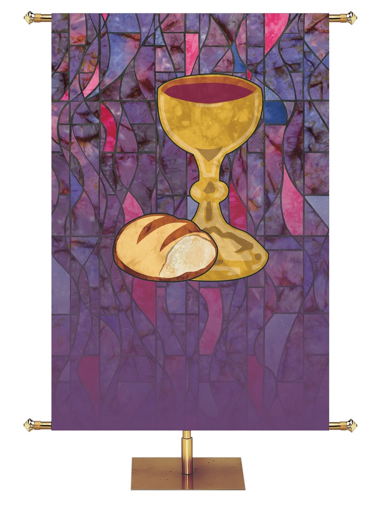 Custom Banner Stained Glass Symbols of Faith Communion