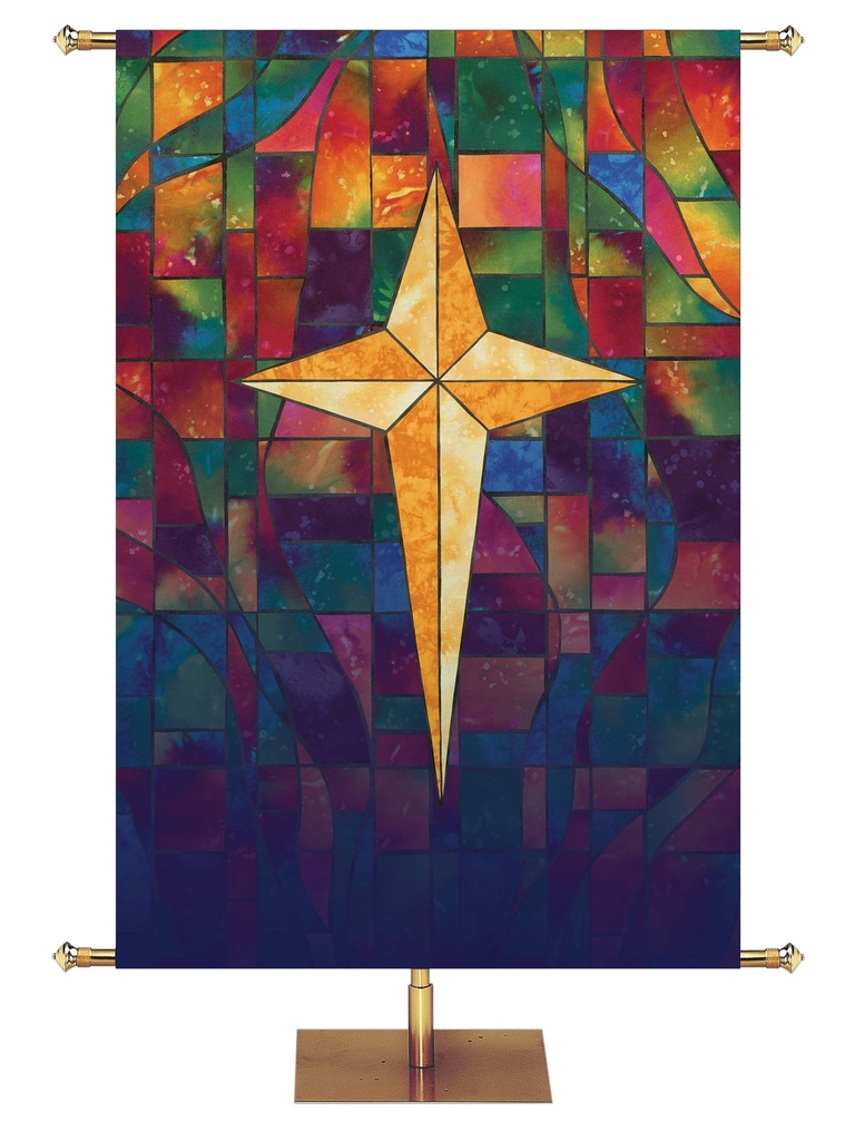 Custom Banner Stained Glass Symbols of Faith Star of Bethlehem
