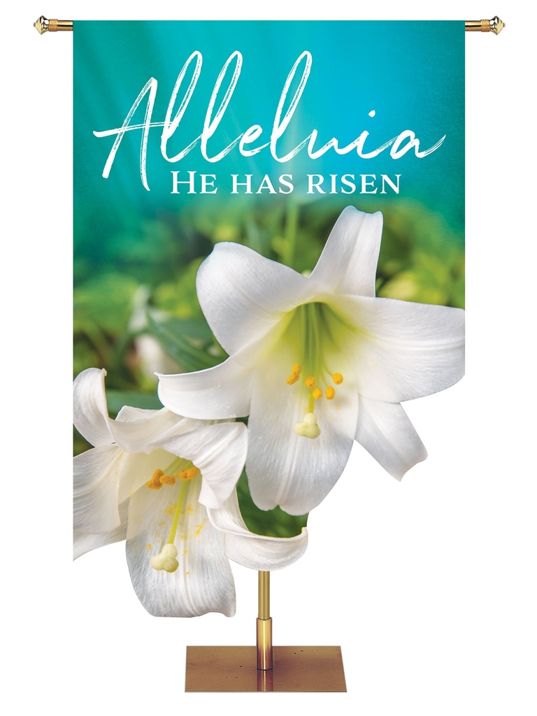 Contours of Easter Alleluia He Has Risen Lily Easter Banners